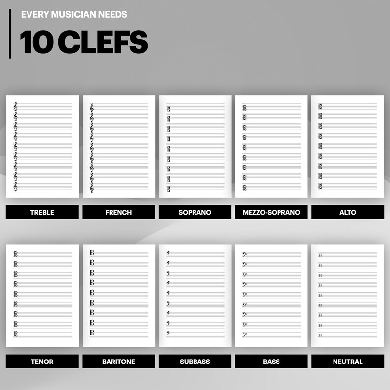 Printable Music Notation Templates: +200 Sheet Music Pages (PDF ...