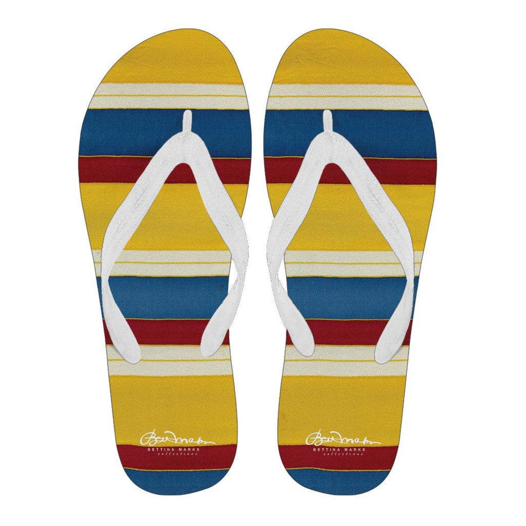 Riviera Stripe Canvas and Vinyl Flip Flops Men's and Women's: S, M, L ...
