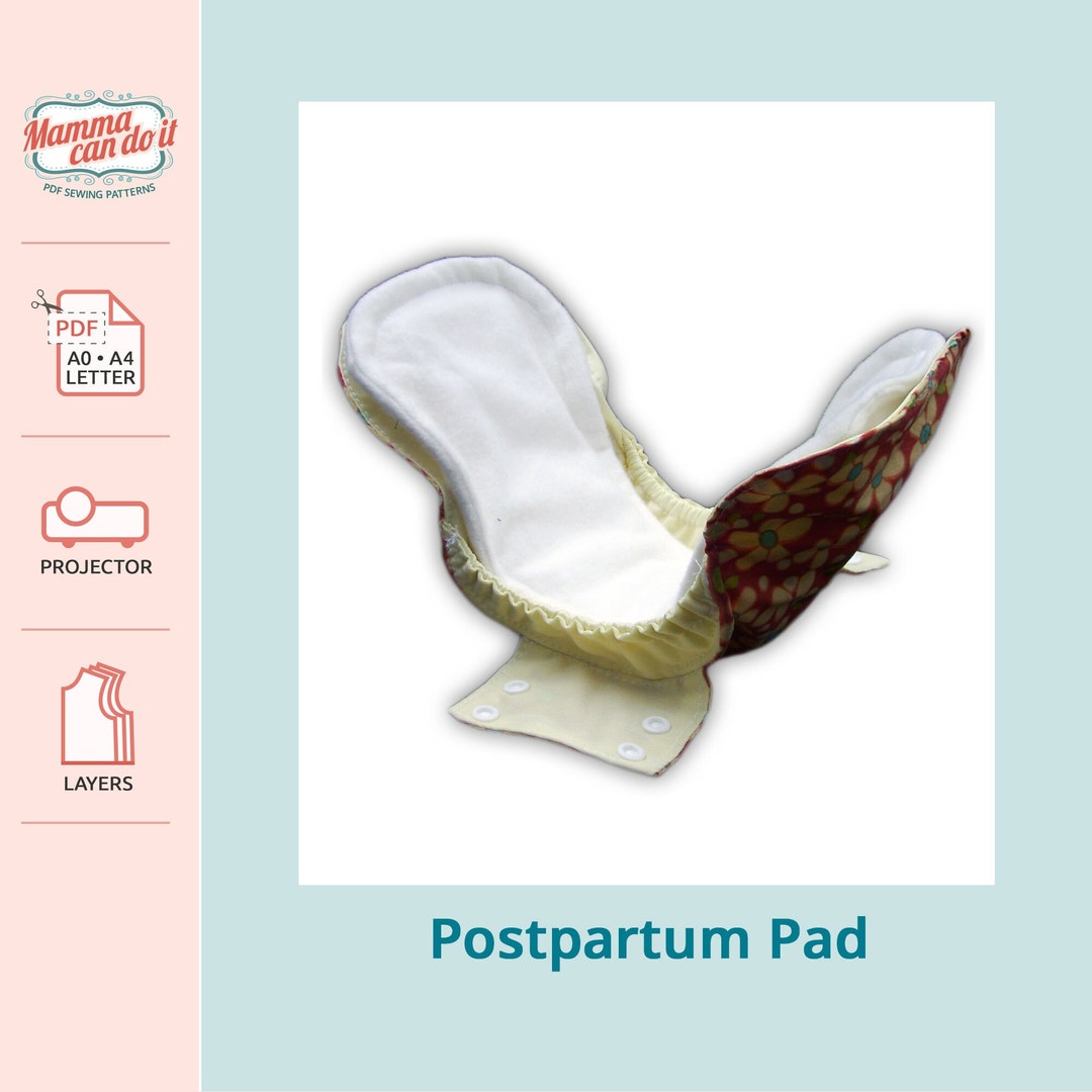 Reusable Postpartum Pad PDF Sewing Pattern | Projector, A0, A4, 8.5x11 ...