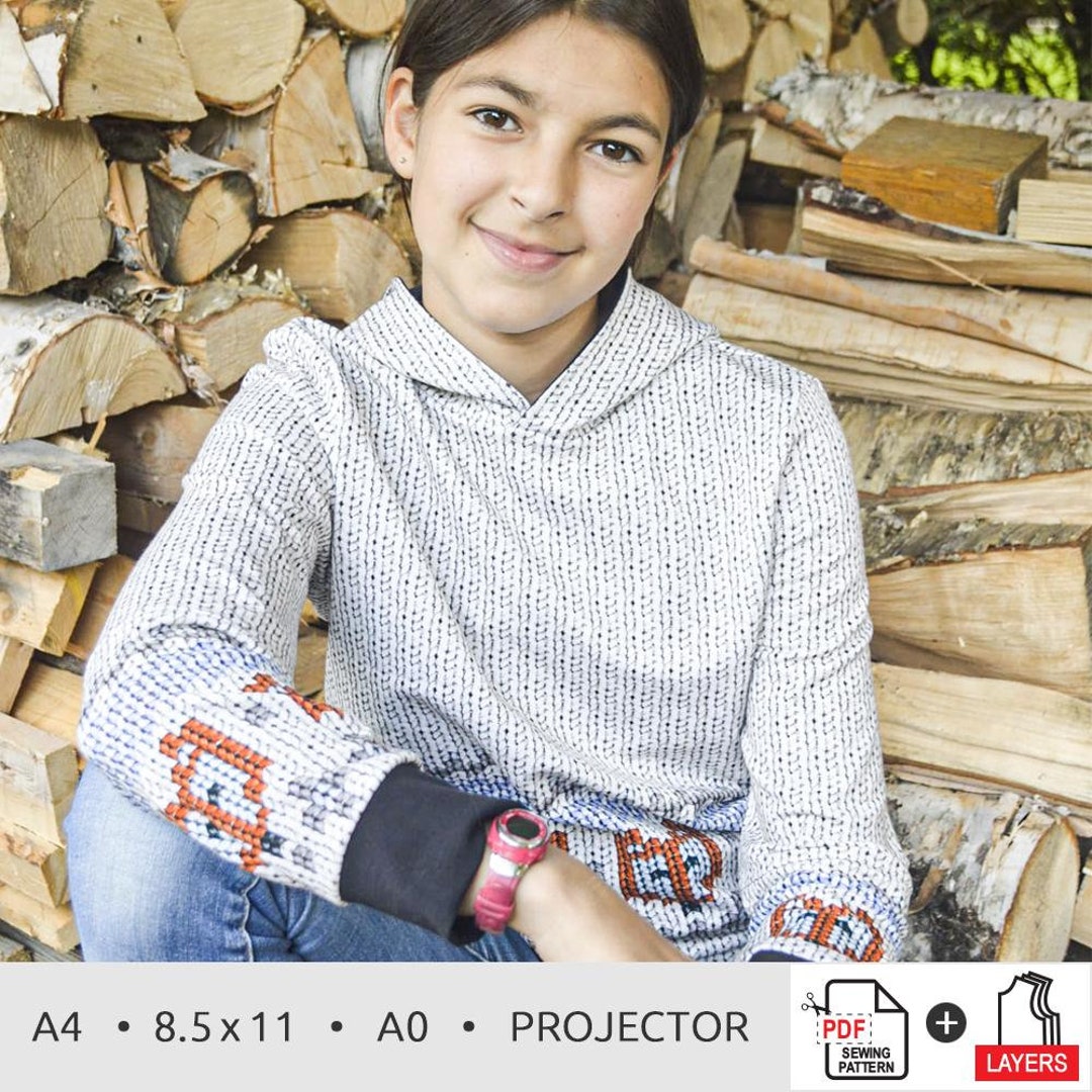 Wallaby Hoodie & Sweater Sewing Pattern | Girls Sizes 2T-20 | Projector ...