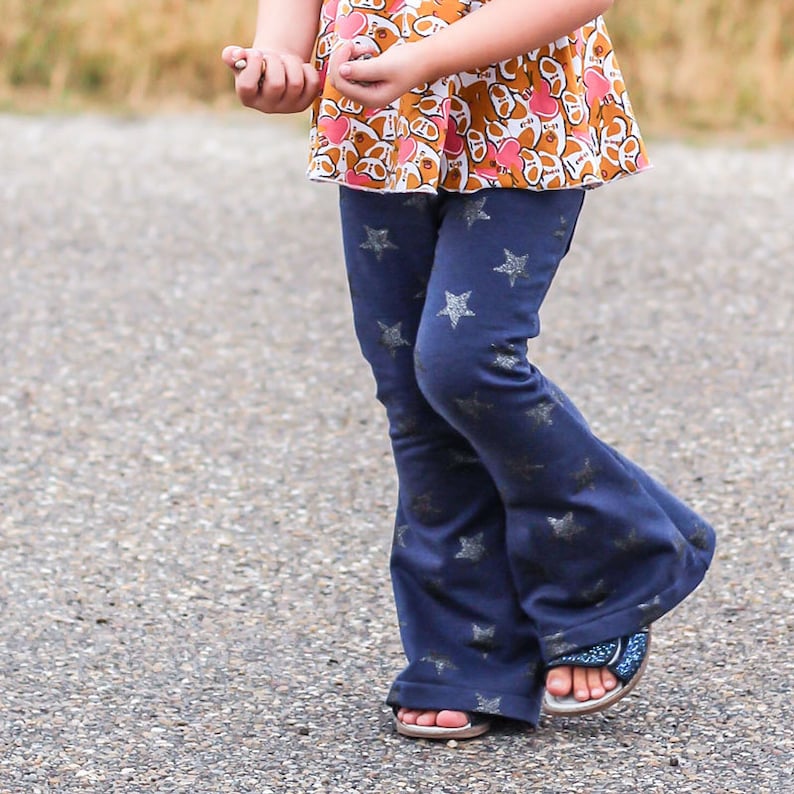 Girls Bell Bottom Pants, Capris and Shorts PDF Sewing Pattern | Girl ...