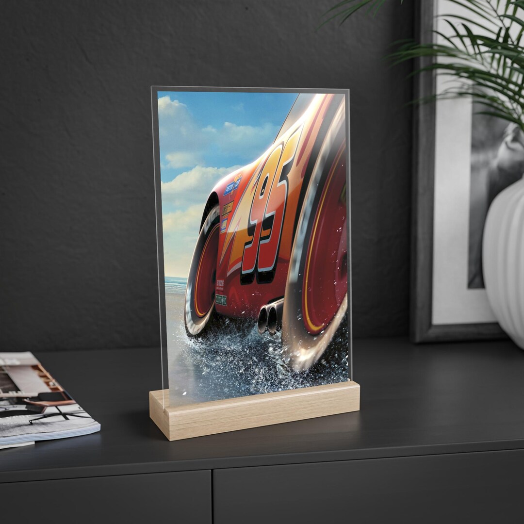 Flash Mcqueen, Cars Acrylic Sign With Wooden Stand, Car Enthusiast Gift ...