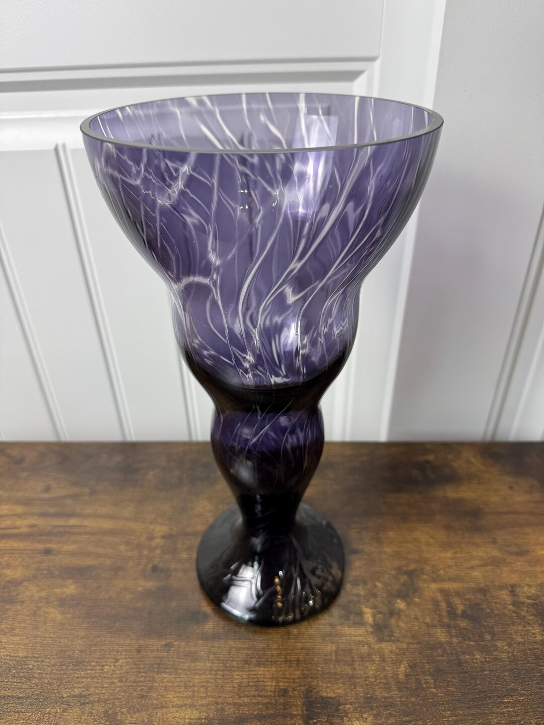 Vintage Indigo Swirl Glass Vase - Etsy