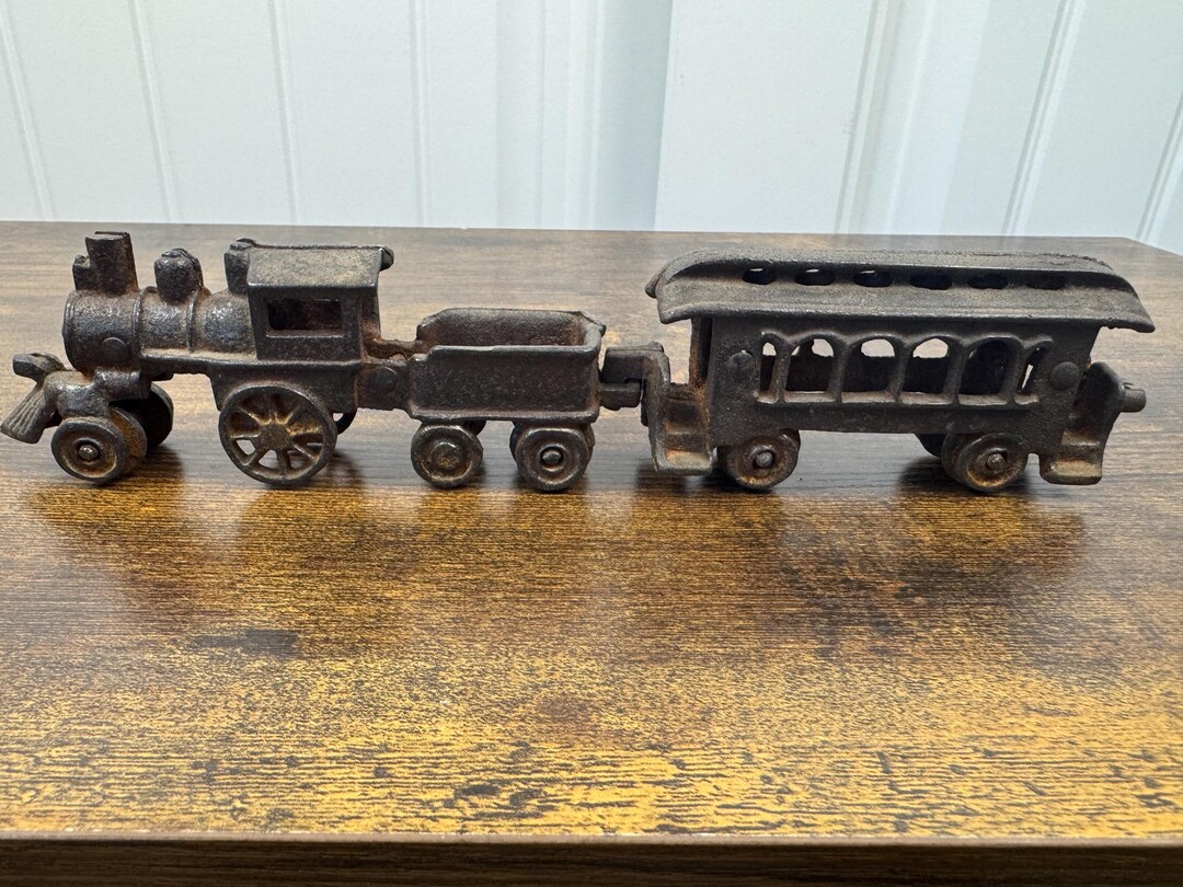 Antique Cast Iron Toy Train Decor - Etsy