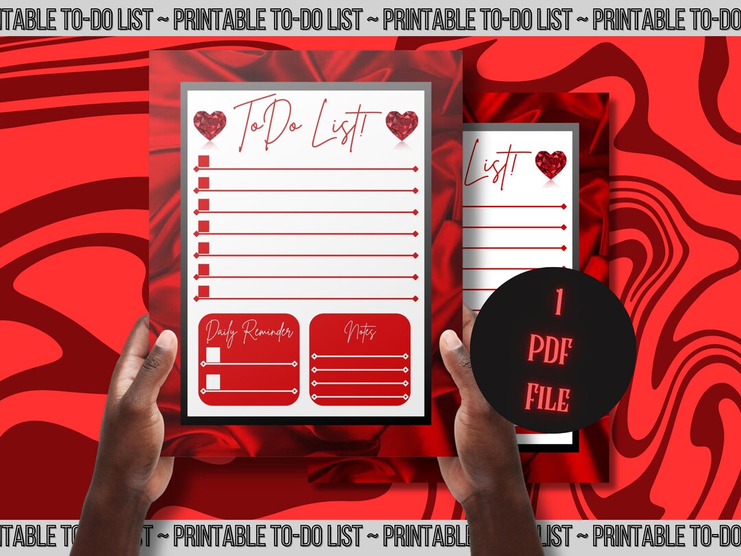 Red Glam To-do List Printable PDF – Stylish Productivity Planner for ...