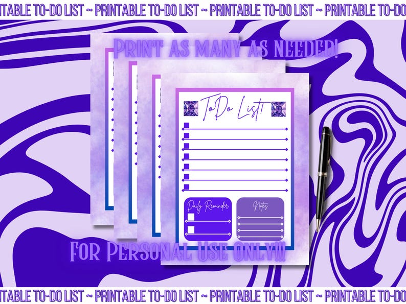 Purple Glam To-do List Printable PDF – Stylish Productivity Planner for ...