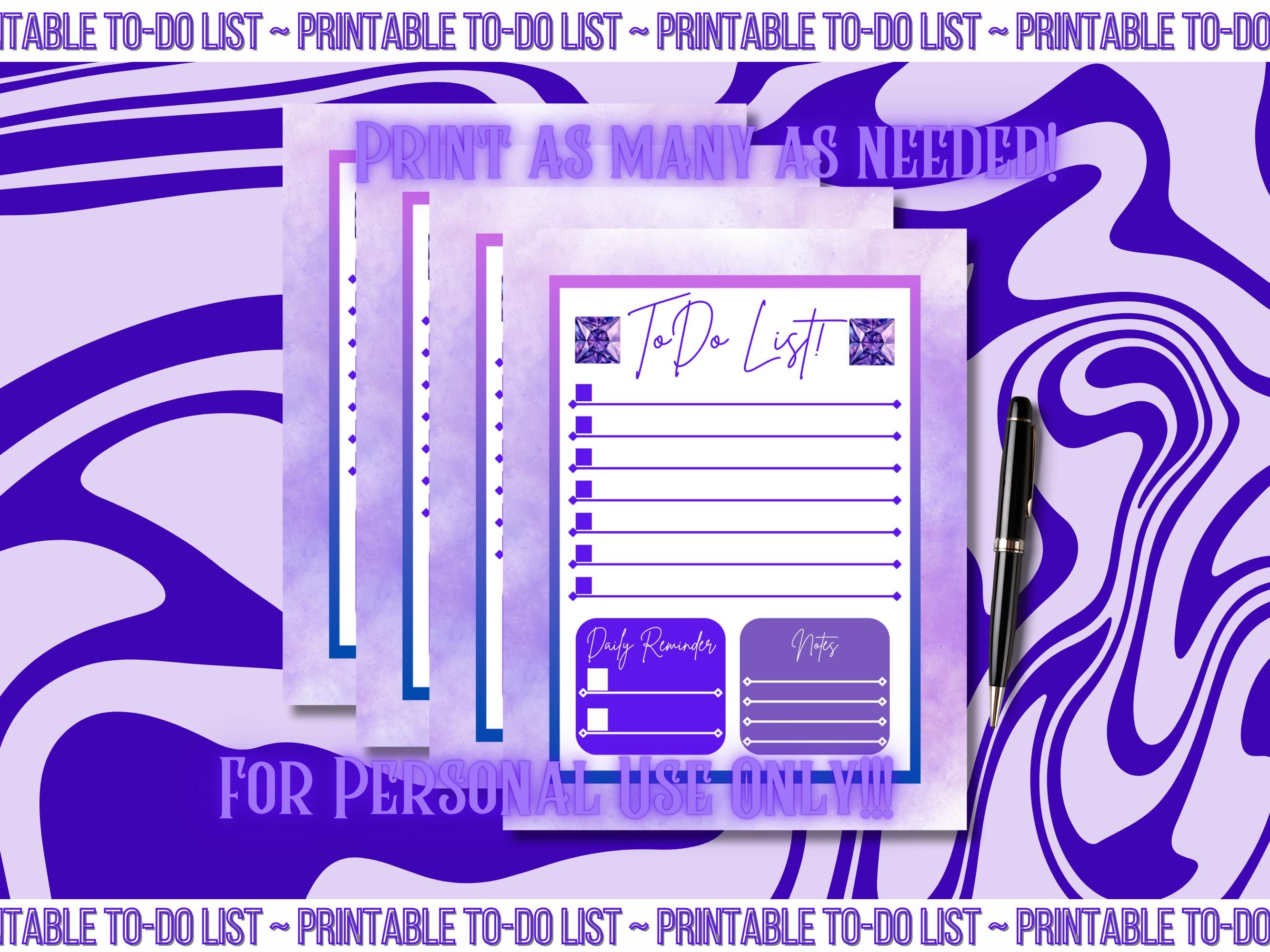 Purple Glam To-do List Printable PDF – Stylish Productivity Planner for ...