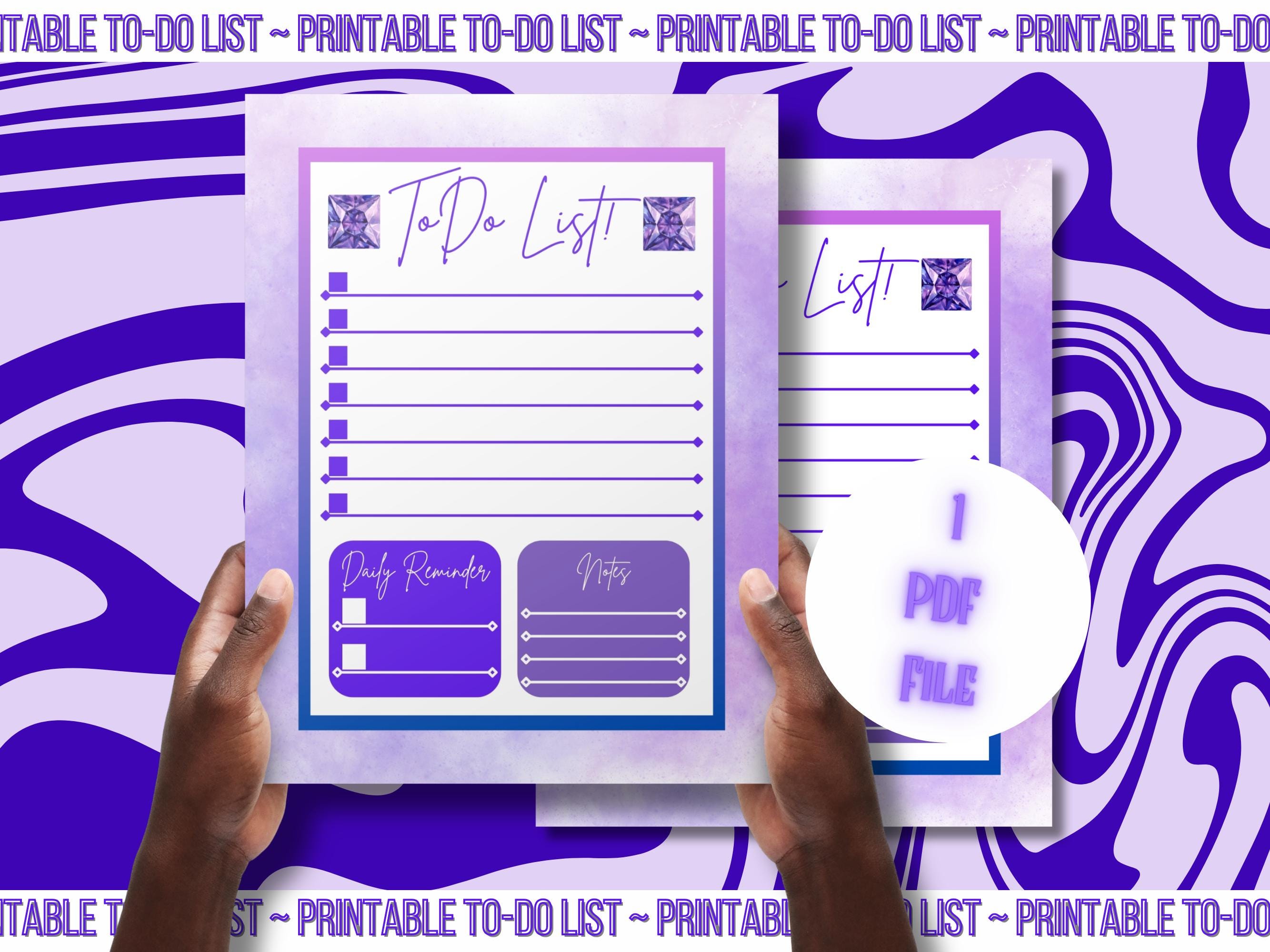 Purple Glam To-do List Printable PDF – Stylish Productivity Planner for ...