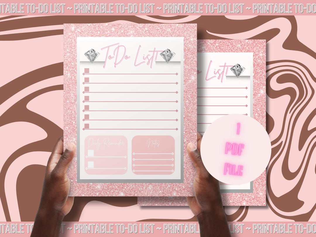 Pink Glam To-do List Printable PDF – Stylish Productivity Planner for ...