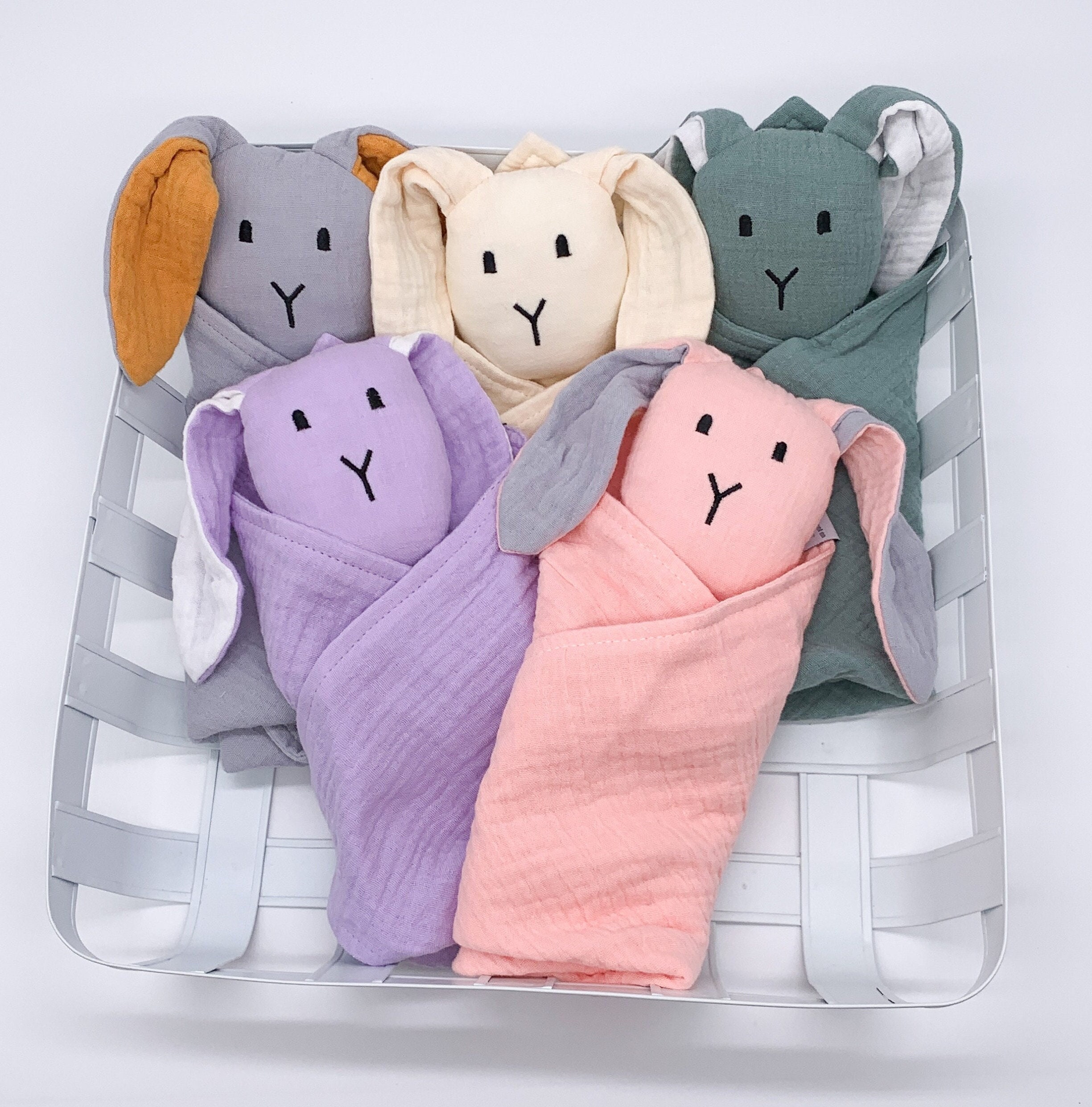Toys Personalized Embroidered Hand Lettered Organic Muslin Cotton Bunny ...