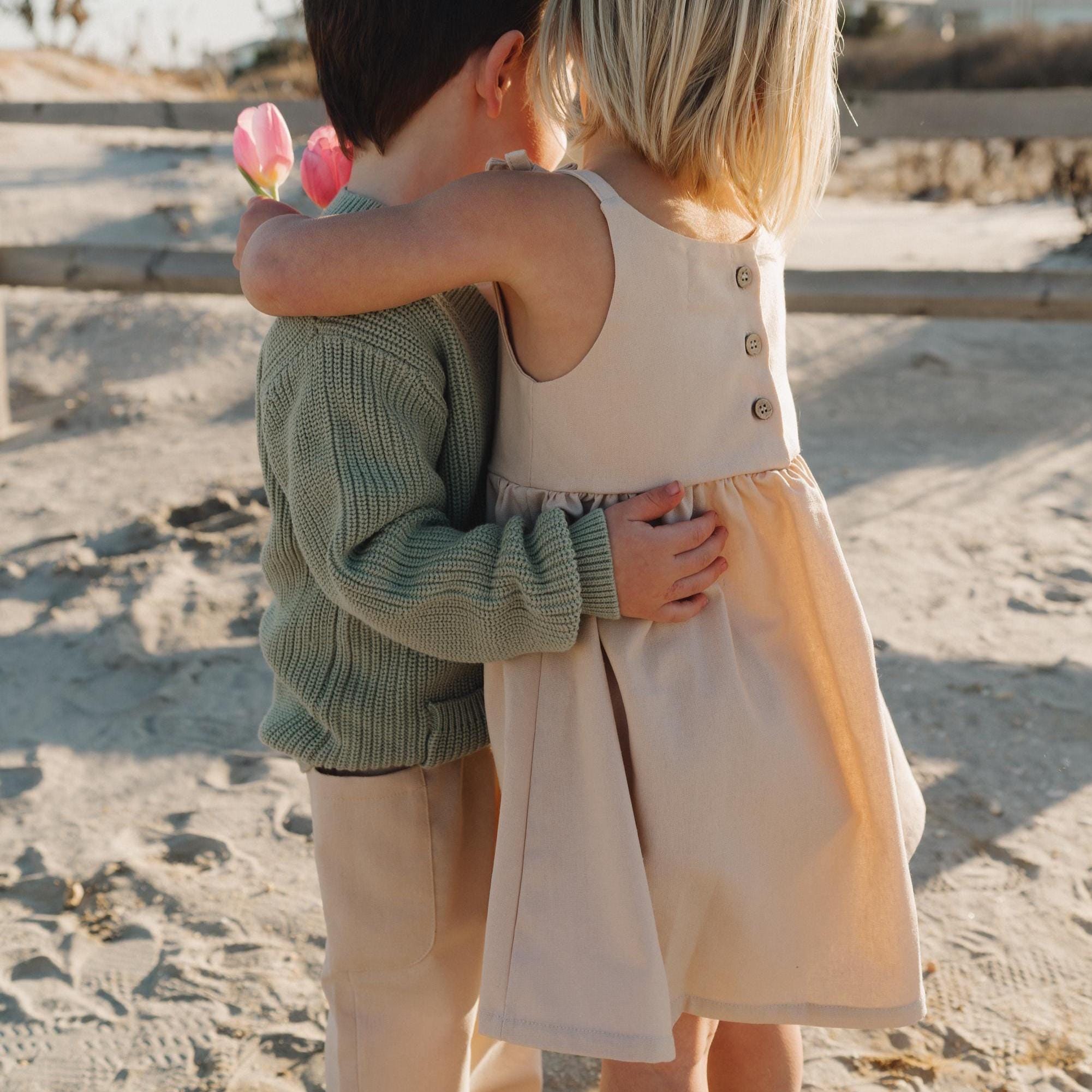 Organic Linen Dress With Bloomers, Baby Girl, Toddler, Summer, Beach ...
