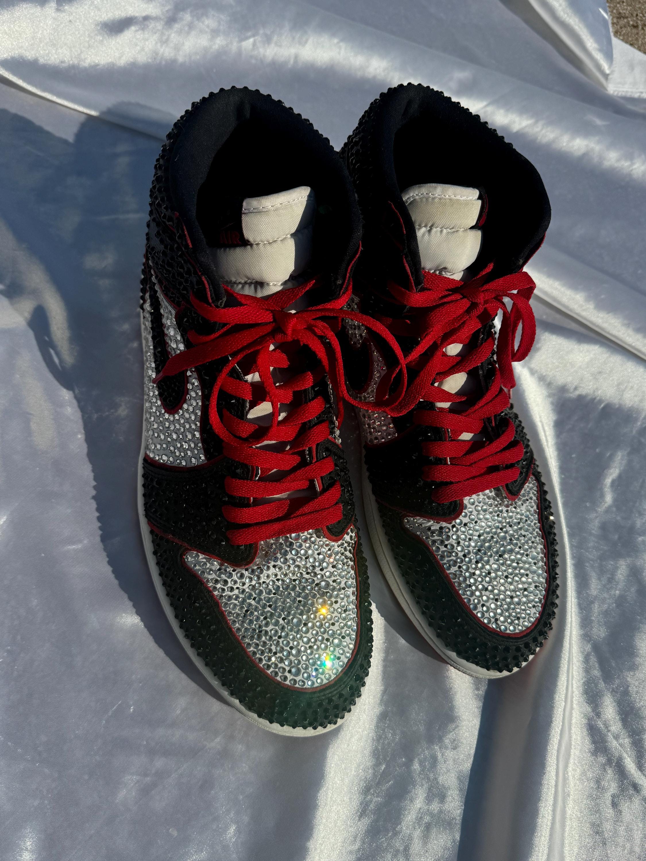 Handmade Rhinestone Air Jordan 1 High: Custom Bling Sneakers - Etsy