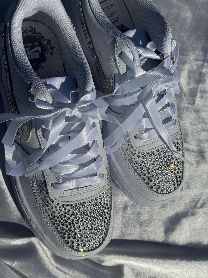 Crystal Covered Nike Air Force 1 Wedding Sneakers All Over Rhinestone ...