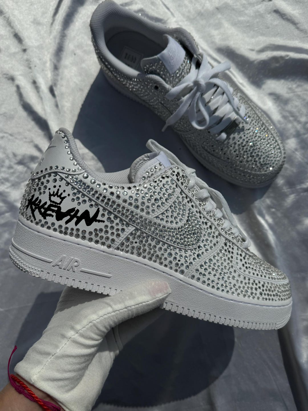 Nike Air Force 1 Crystal Rhinestone Sneakers, Wedding Bling Shoes ...