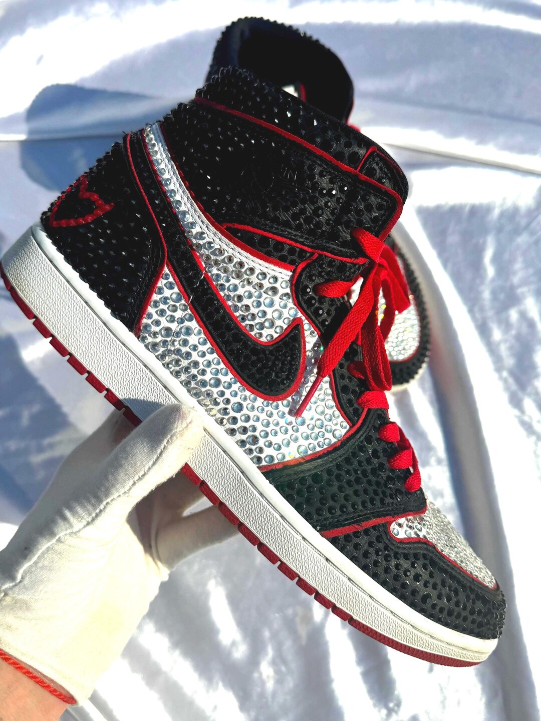 Handmade Rhinestone Air Jordan 1 High: Custom Bling Sneakers - Etsy