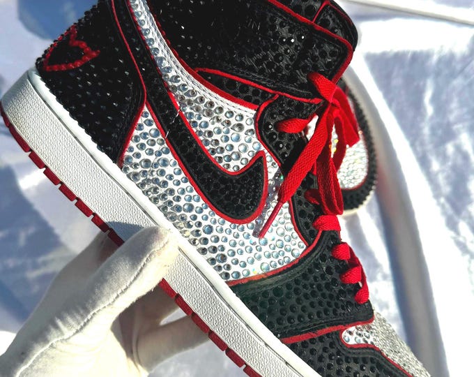 Handmade Rhinestone Air Jordan 1 High: Custom Bling Sneakers - Etsy