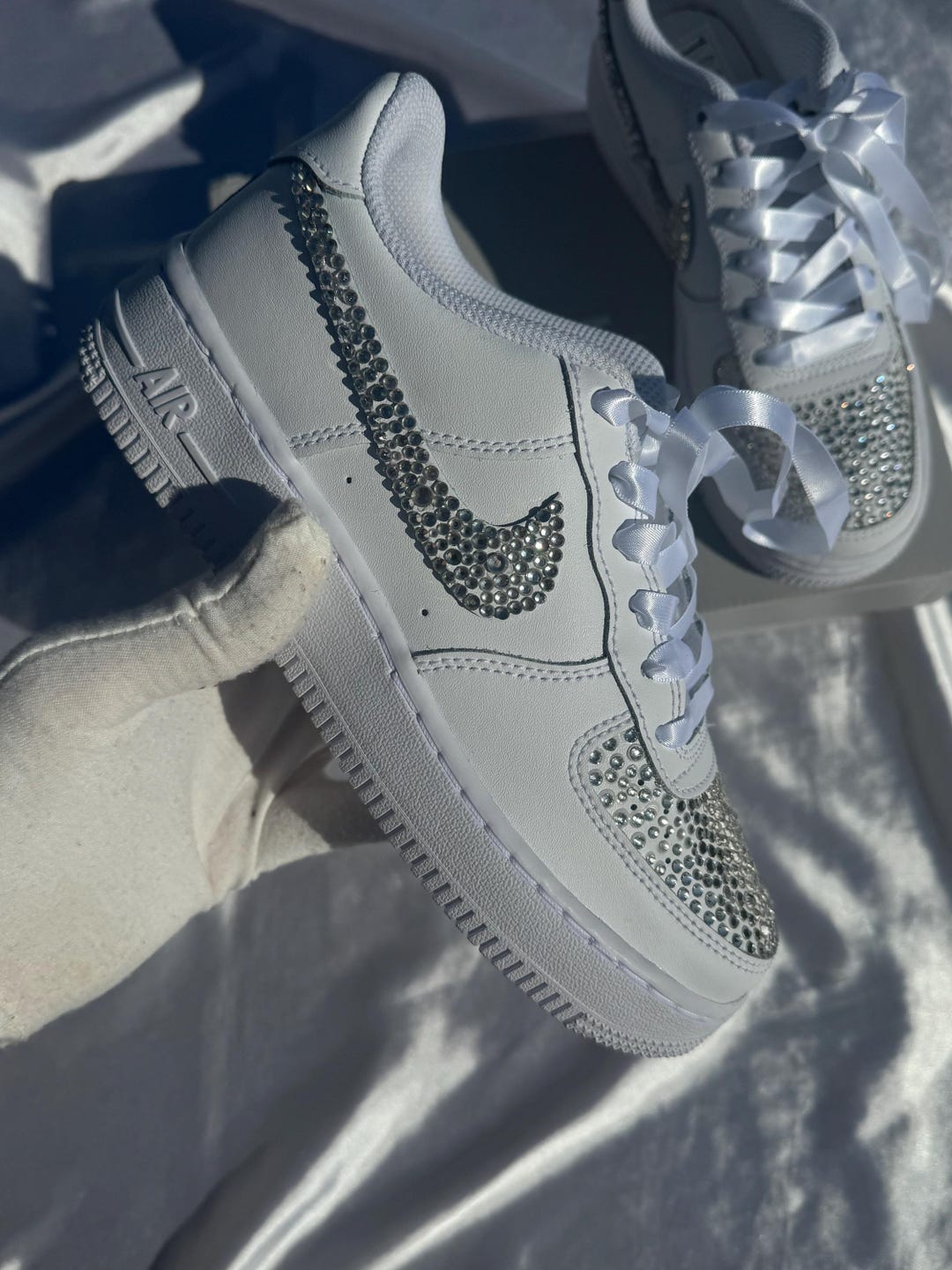 Crystal Covered Nike Air Force 1 Wedding Sneakers All Over Rhinestone ...