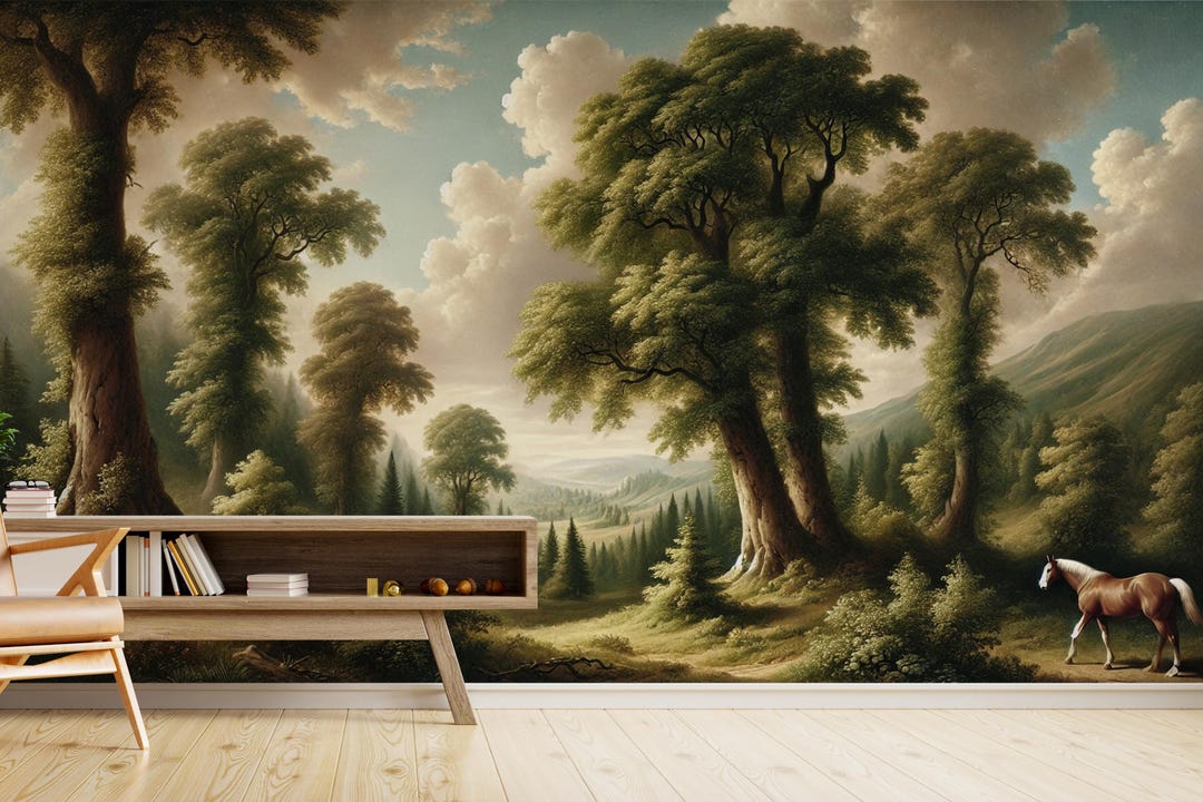 Tree and Hill Landscape Wallpaper | Panoramic Trees Landscape Wallpaper ...