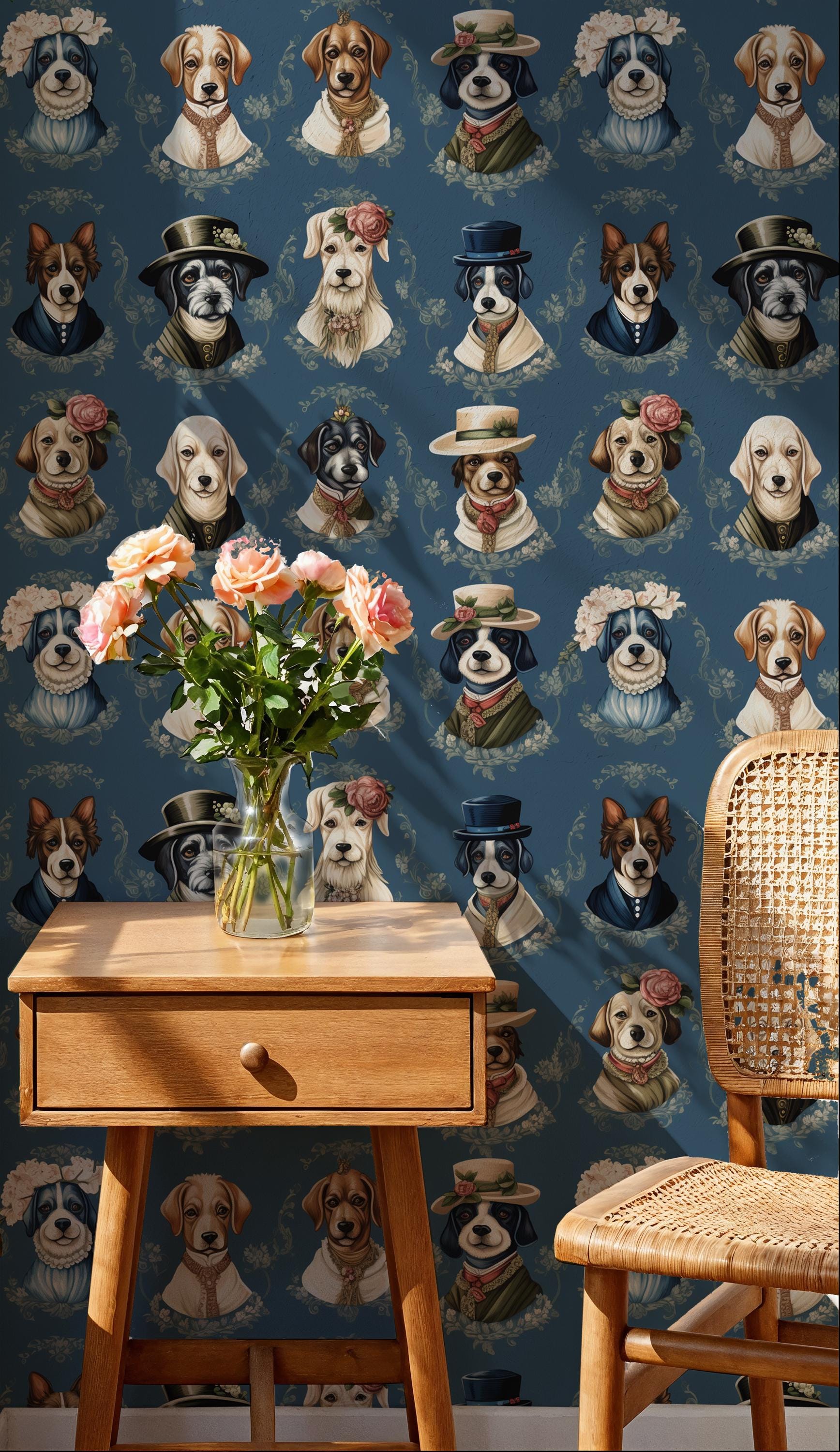 Classy Dog Wallpaper | Dog Removable Wallpaper | Elegant Dog Portrait ...