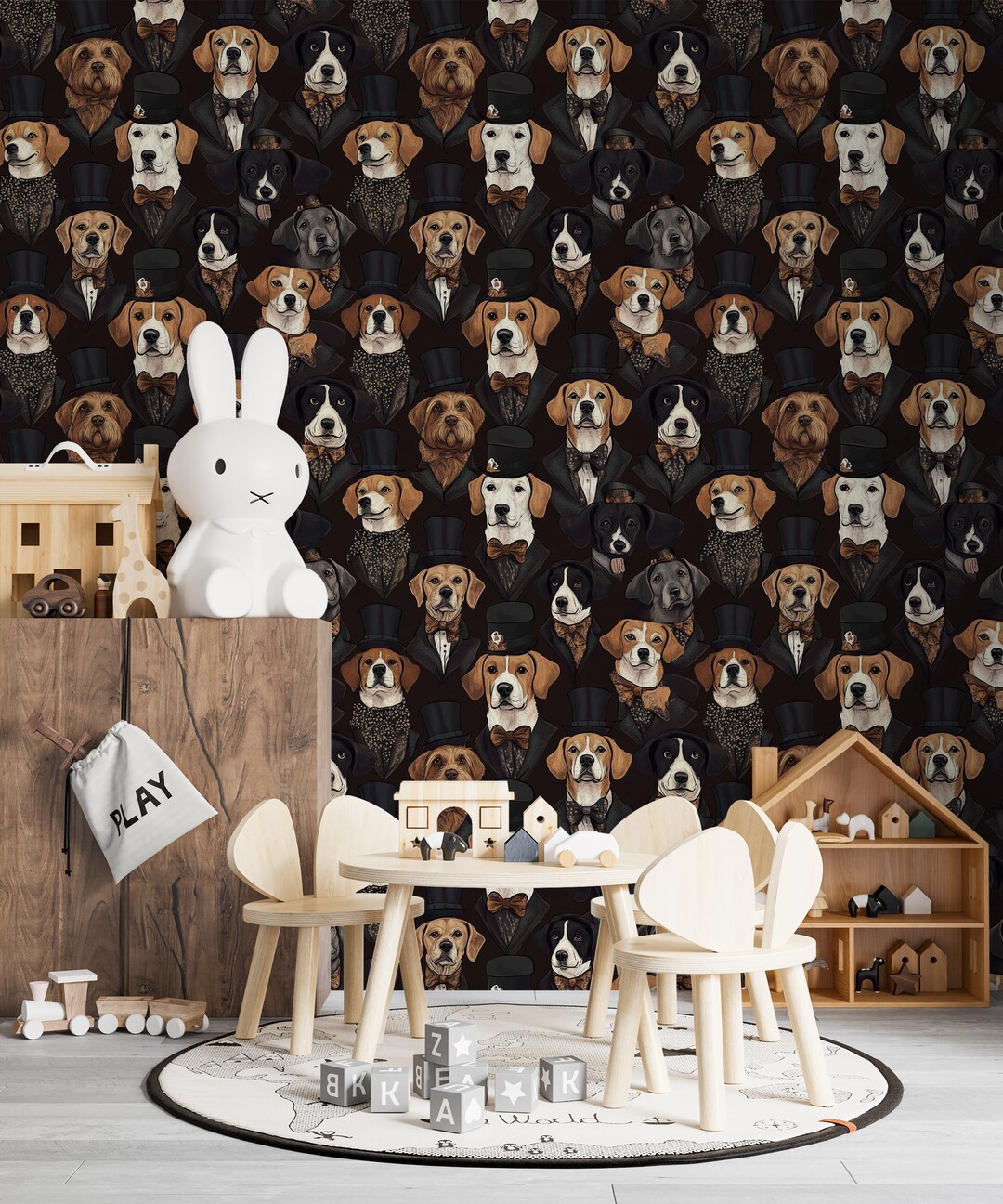 Classy Dog in Tuxedos Wallpaper | Retro Dog Portrait Gothic Wallpaper ...