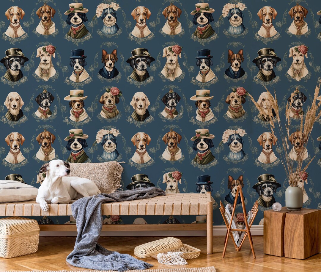 Classy Dog Wallpaper | Dog Removable Wallpaper | Elegant Dog Portrait ...
