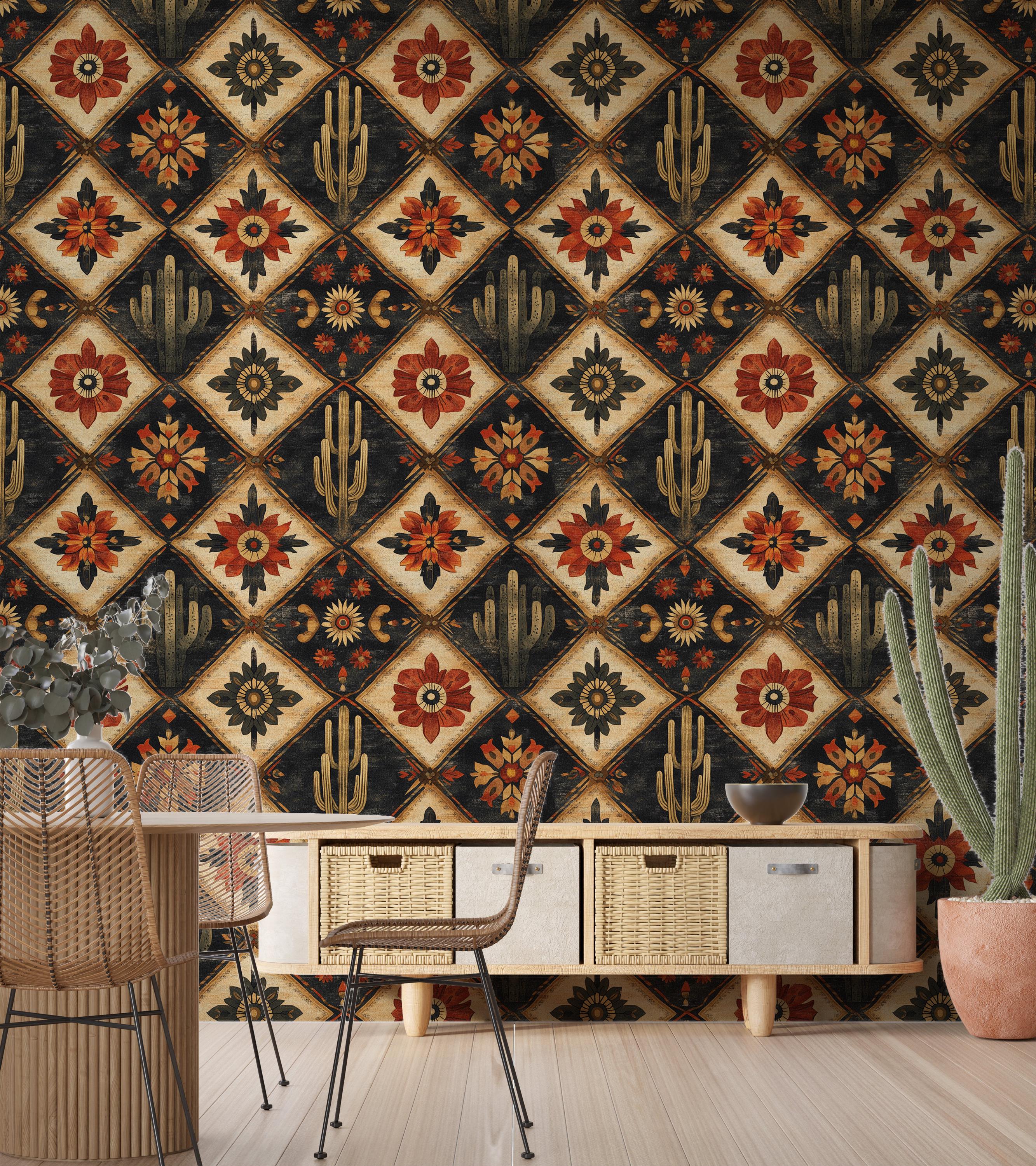 African Style Wallpaper | Southwestern Boho Wallpaper | Abstract Tribal ...