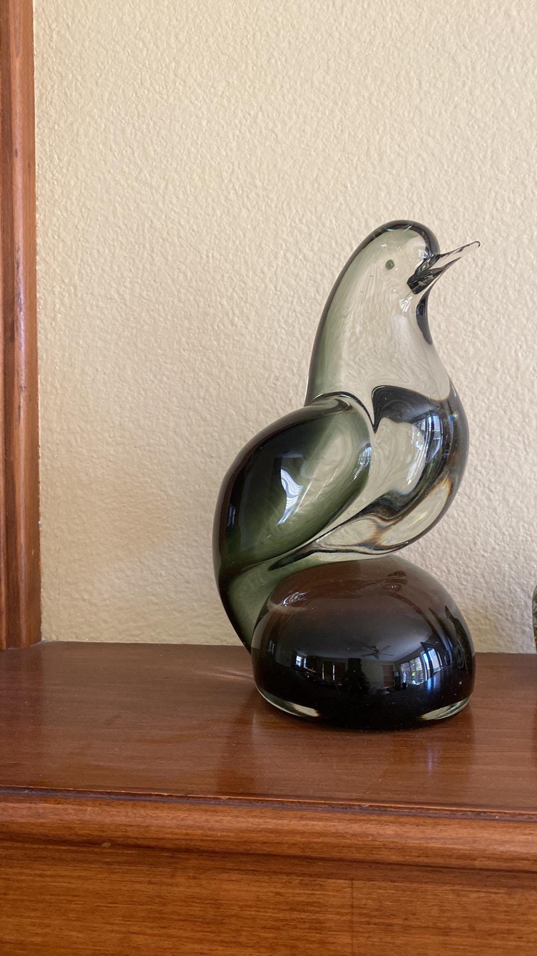 Vintage 70s Murano Glass Bird Sculpture Pigeon on a Ball Art Glass ...