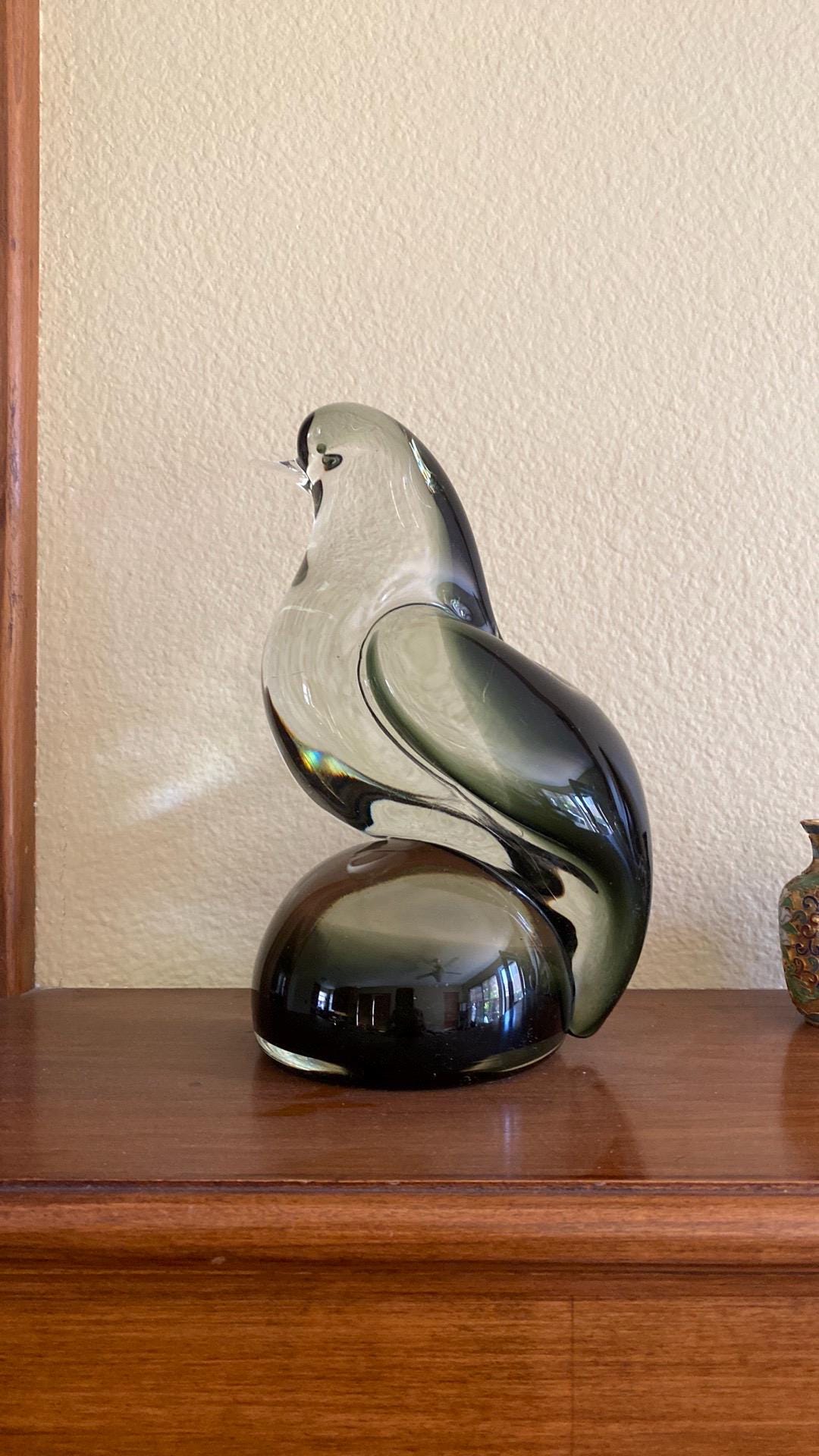 Vintage 70s Murano Glass Bird Sculpture Pigeon on a Ball Art Glass ...