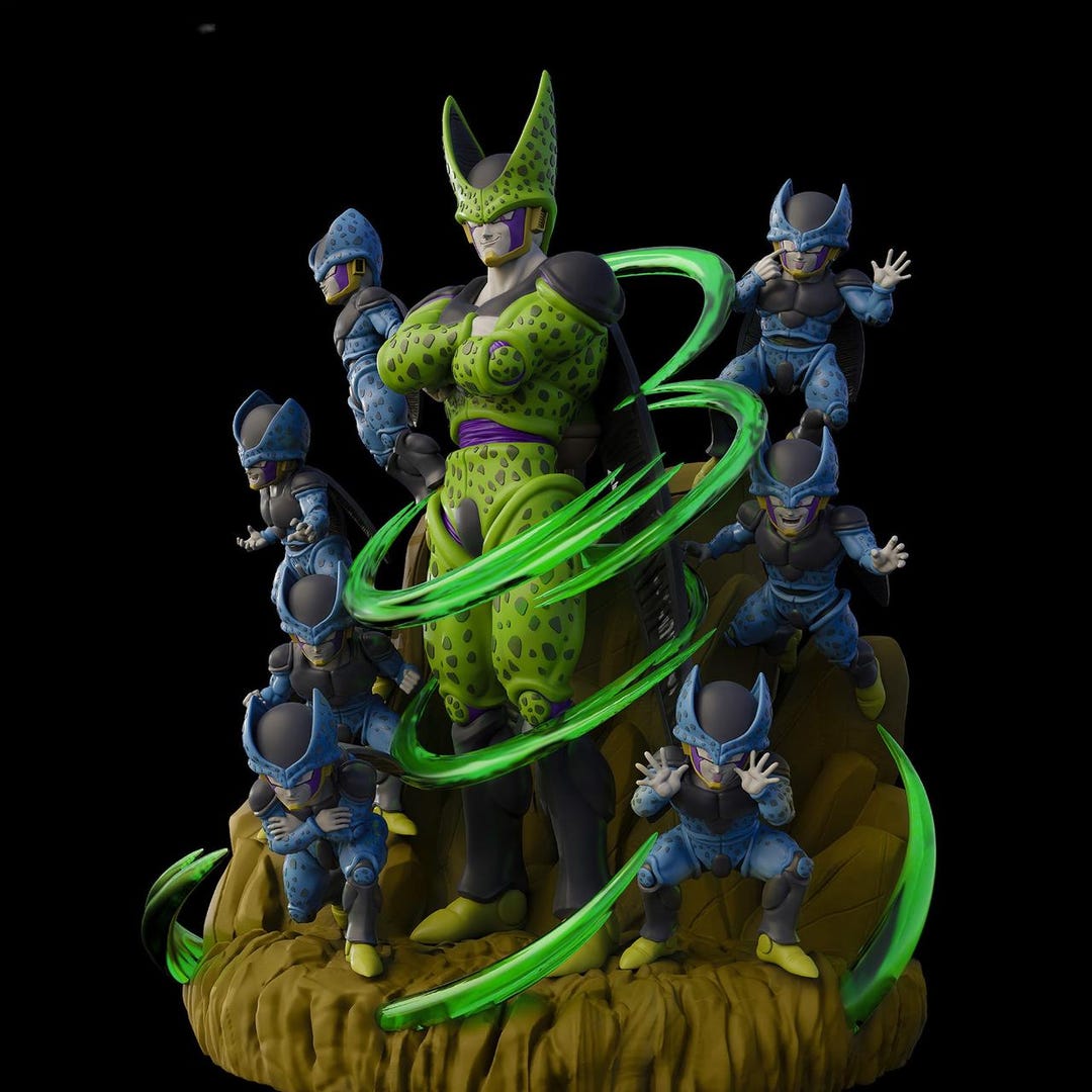Dragon Ball Z 3D Diorama: Perfect Cell & Cell Juniors Handcrafted Scene ...