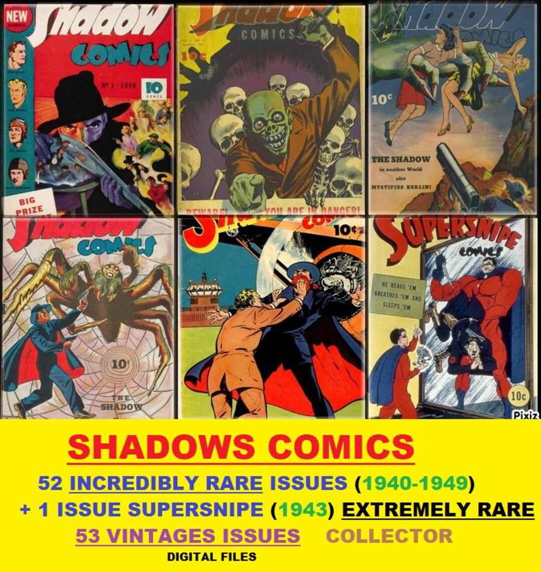 SHADOW COMICS 52 Exceptionally Rare Episode (1940-1949) + SUPERSNIPE 1 ...