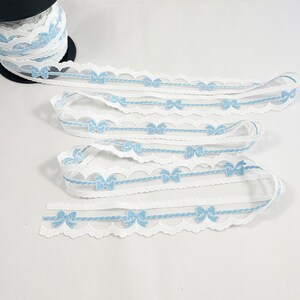 Beautiful Bow Lace Trim, 1 Inch Wide, Choose Pink or Blue, Great for ...