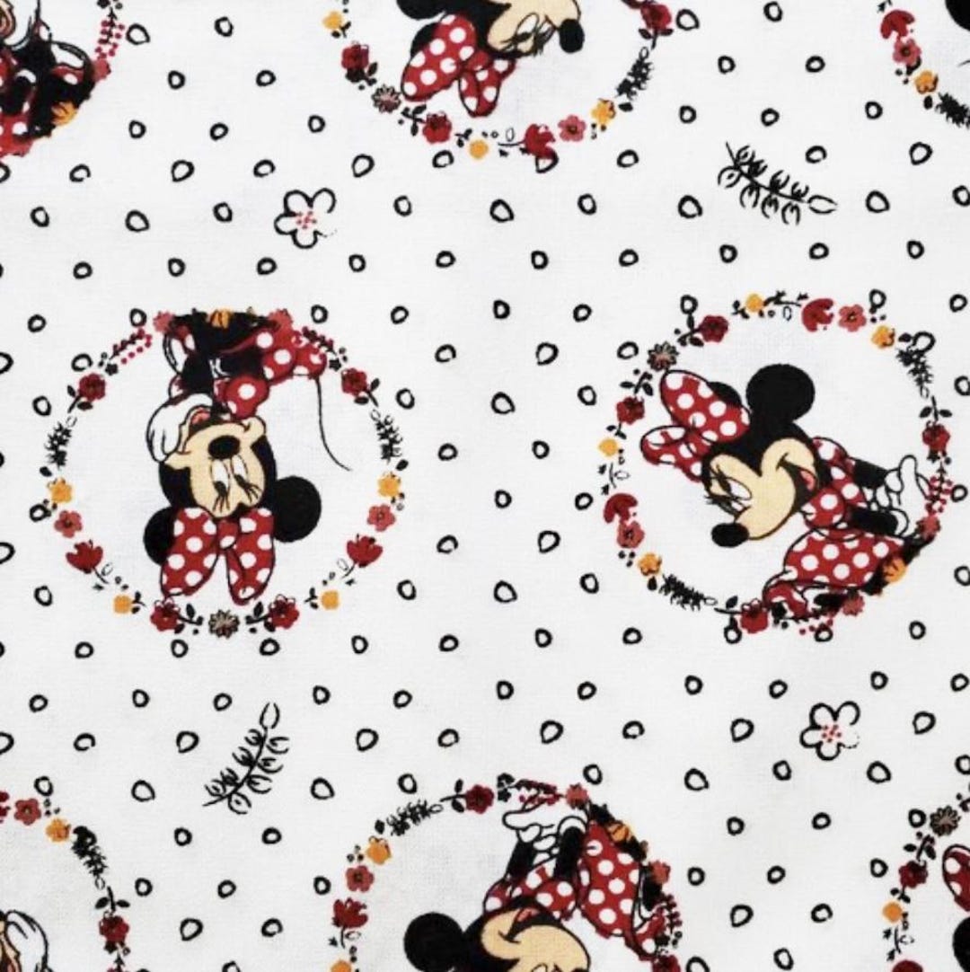 Adorable Minnie Mouse Cotton Fabric By-the-yard, Quilting Crafting ...