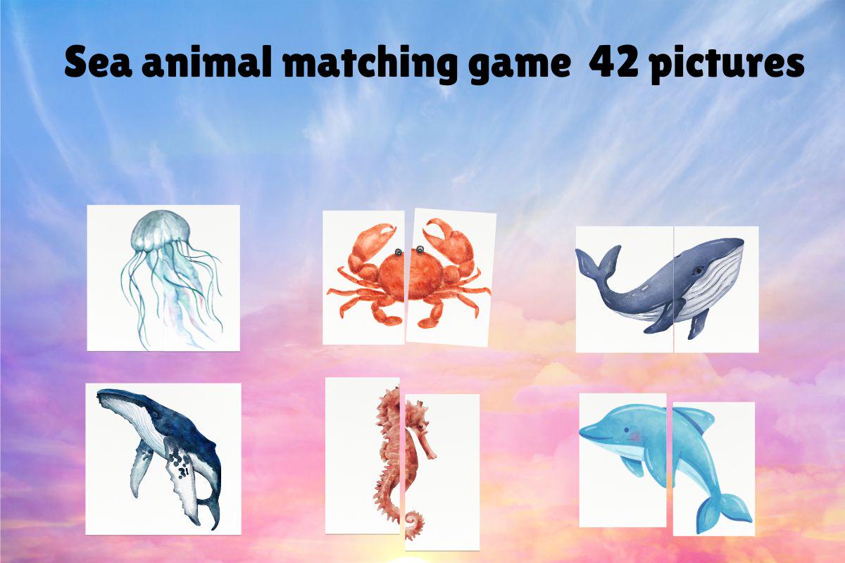 42 Ocean Animal Matching Game for Kids, Preschool Toddler Flashcard ...