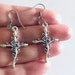Silver Rose Cross Earrings, Gothic Rose Crucifix Earrings, Goth ...