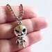 Alien Necklace Stainless Steel Ball Chain With Silver Aliens Charm, UFO ...