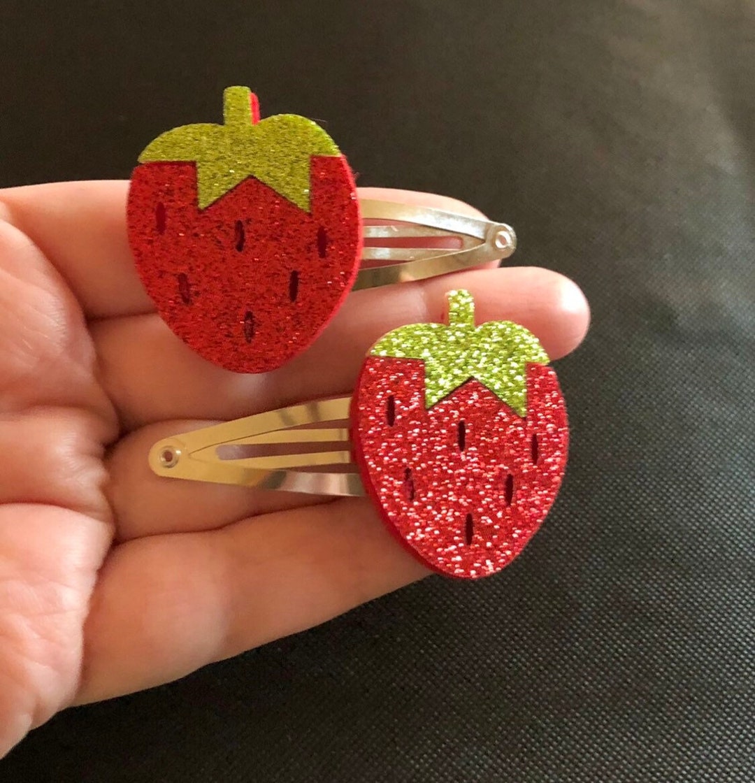 Glitter Strawberry Hair Clips, Fruit Strawberries Hair Clips ...