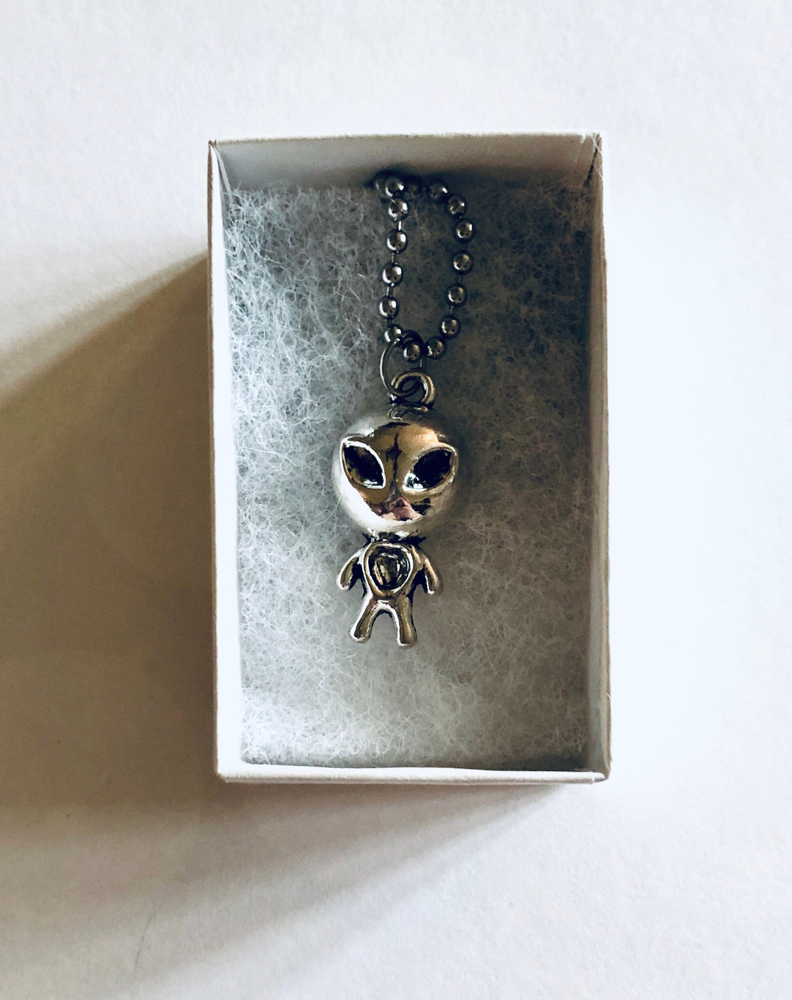 Alien Necklace Stainless Steel Ball Chain With Silver Aliens | Etsy