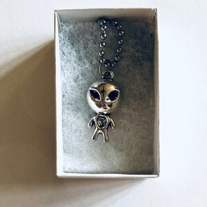 Alien Necklace Stainless Steel Ball Chain With Silver Aliens | Etsy