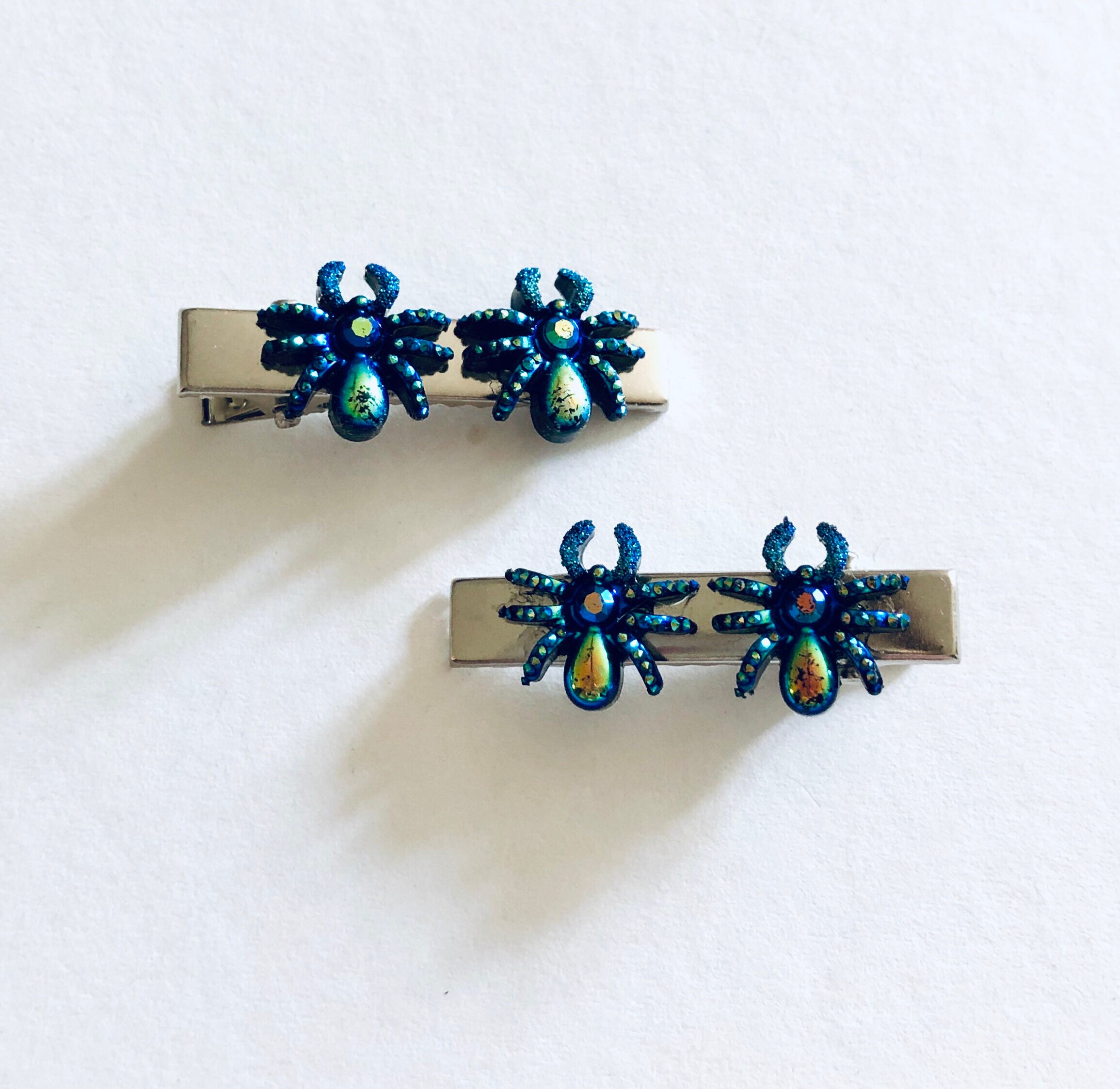 2 Mini Glitter Spider Hair Clips Spiders Alligator Clips | Etsy