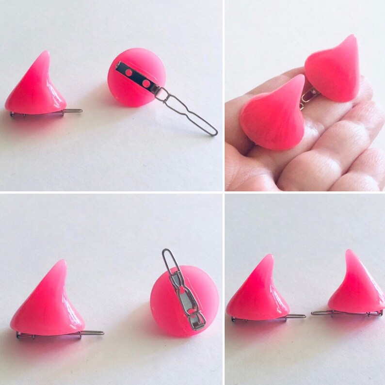 Pink Devil Horns Hair Clips Halloween Hair Clips Hair - Etsy