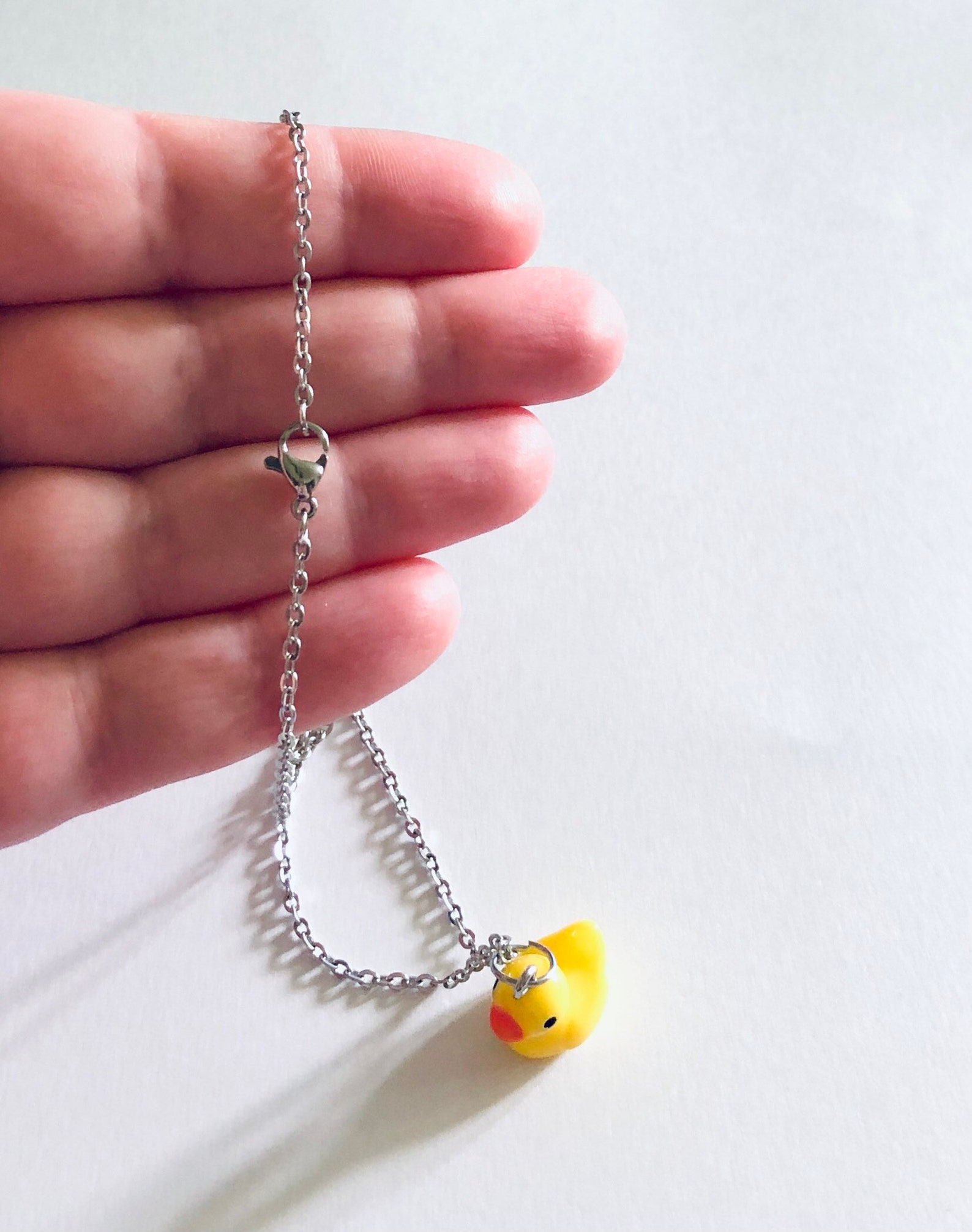 Rubber Duckie Necklace Resin Yellow Duck Charm on Silver | Etsy