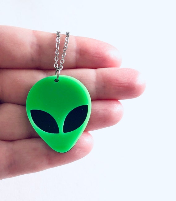 Green Alien Necklace Retro Space Aliens Necklace Y2K Kidcore - Etsy