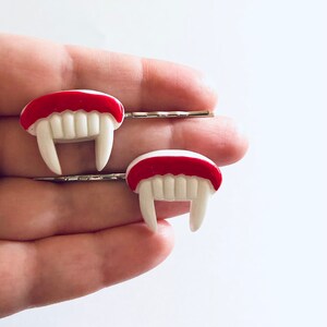 Vampire Fangs Hair Clips, Vampire Fangs Bobby Pins, Vamp Halloween Hair ...