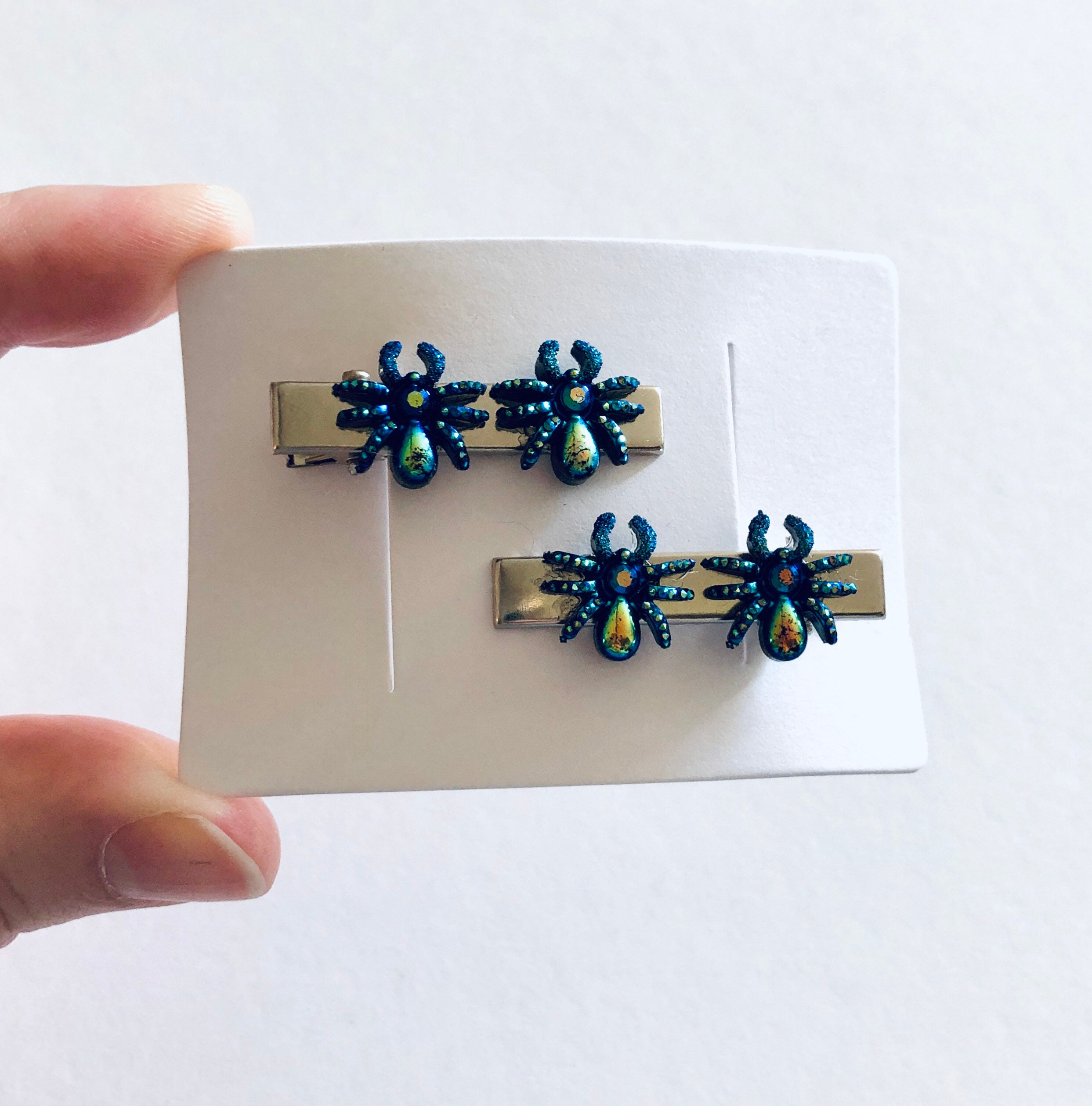 2 Mini Glitter Spider Hair Clips Spiders Alligator Clips | Etsy