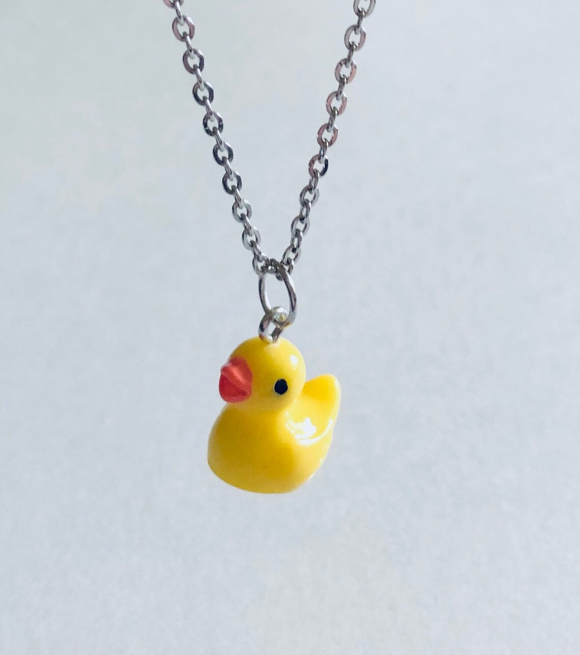 Rubber Duckie Necklace Resin Yellow Duck Charm on Silver | Etsy