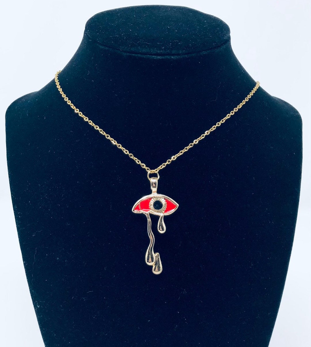 Gold Crying Eye Necklace, Red With Black Eyeball Necklace, Evil Eye ...