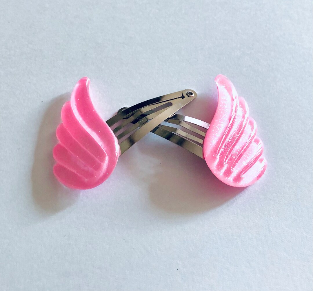 Glitter Pink Angel Wings Hair Clips, Cherub Wings Hair Clips, Fairy ...