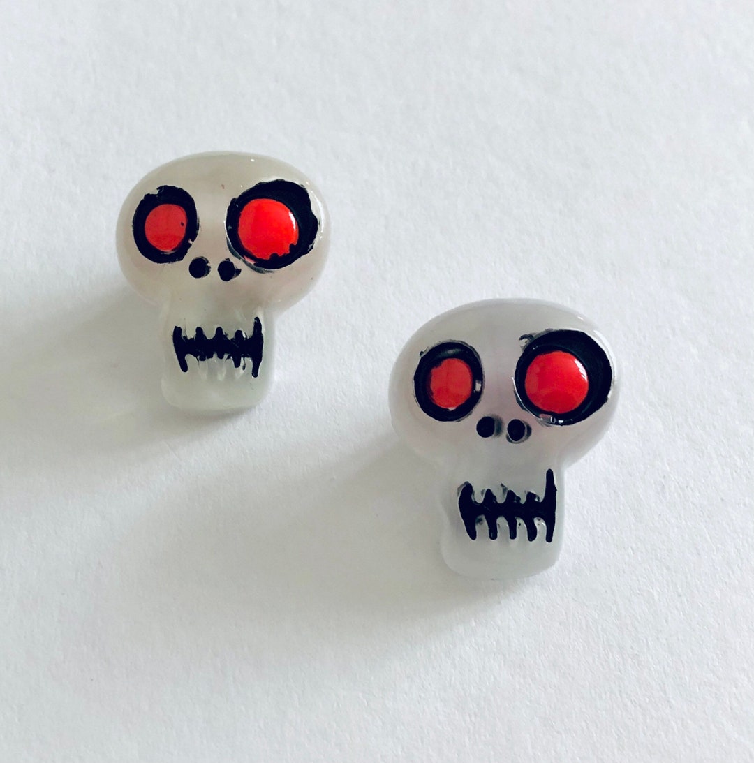 Skull Hair Clips, Skeleton Skulls With Red Eyes Halloween Hair ...