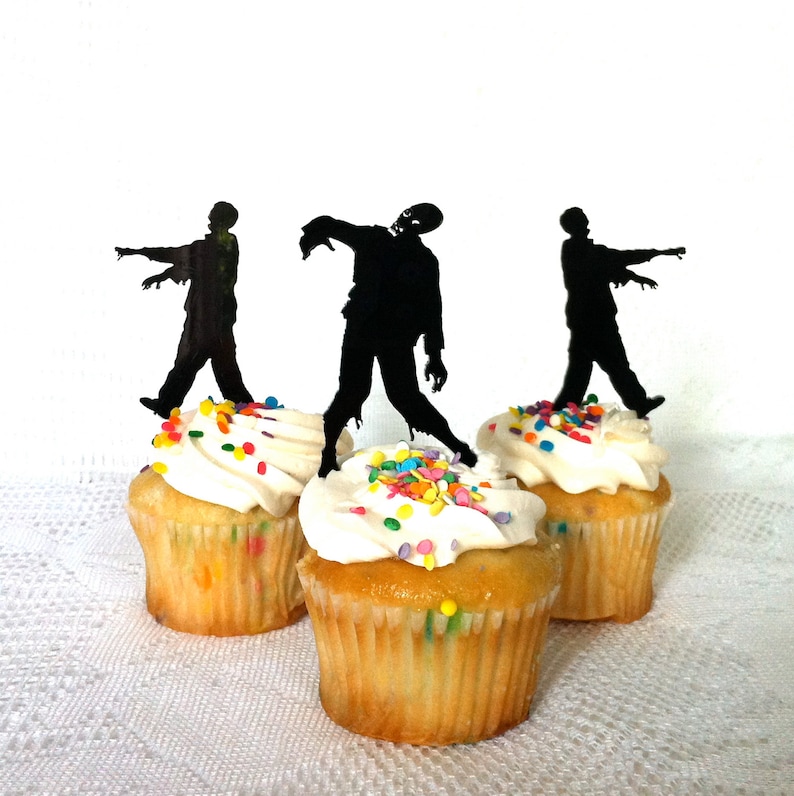 MADE in USA Zombie Cupcake Toppers Set of 3 Halloween | Etsy