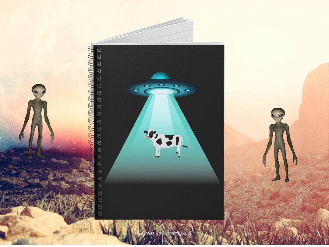 Funny Aliens Notebook, UFO Notebook, Flying Saucer Notebook, Alien ...